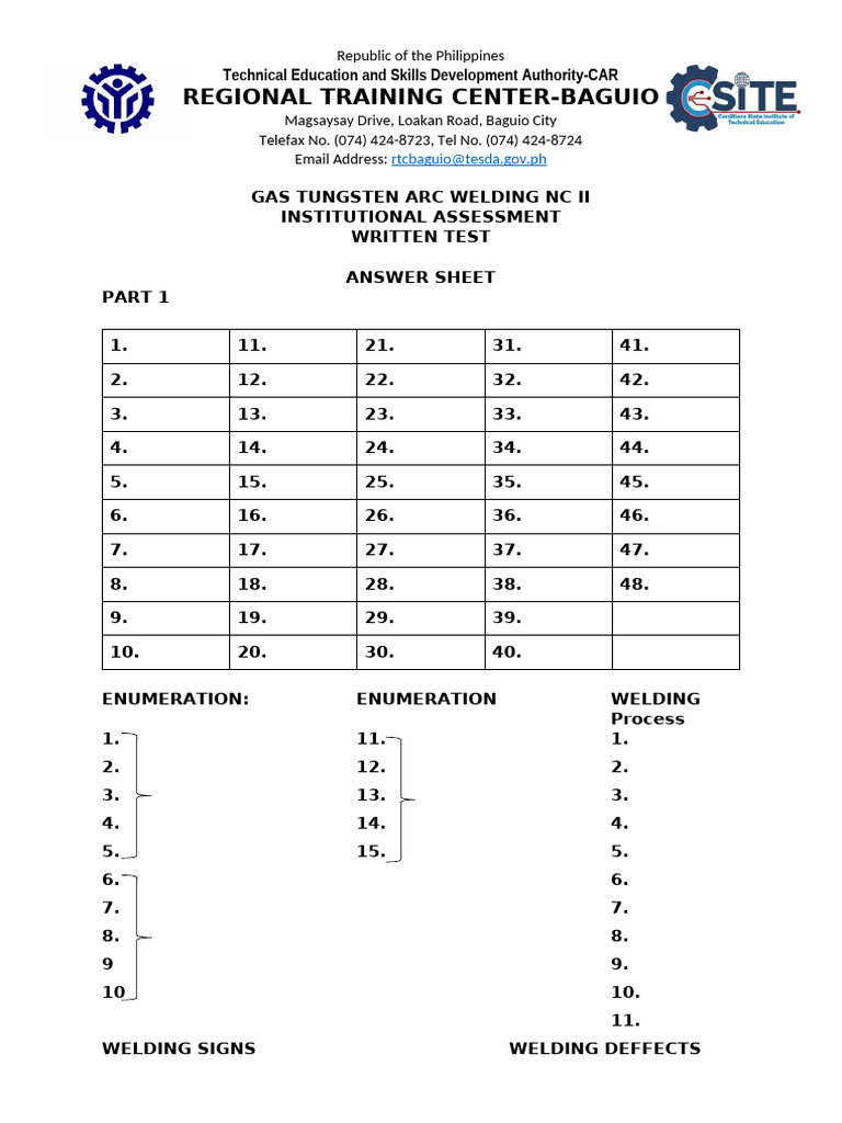 Gtaw Institutional Assessment Final | PDF | Chemical Substances ...