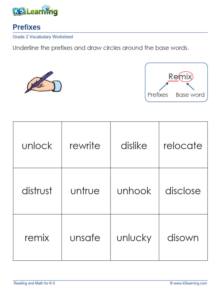 Grade 2 Prefixes and Base Words Worksheet | PDF