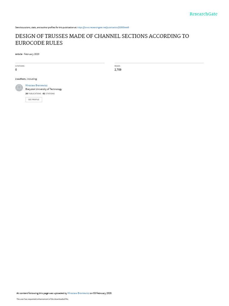 Design of Trusses Made of Channel Sections | PDF | Truss | Bending