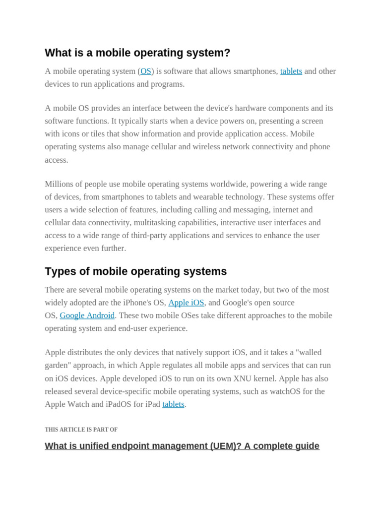 What Is A Mobile Operating System | PDF | Ios | Android (Operating System)