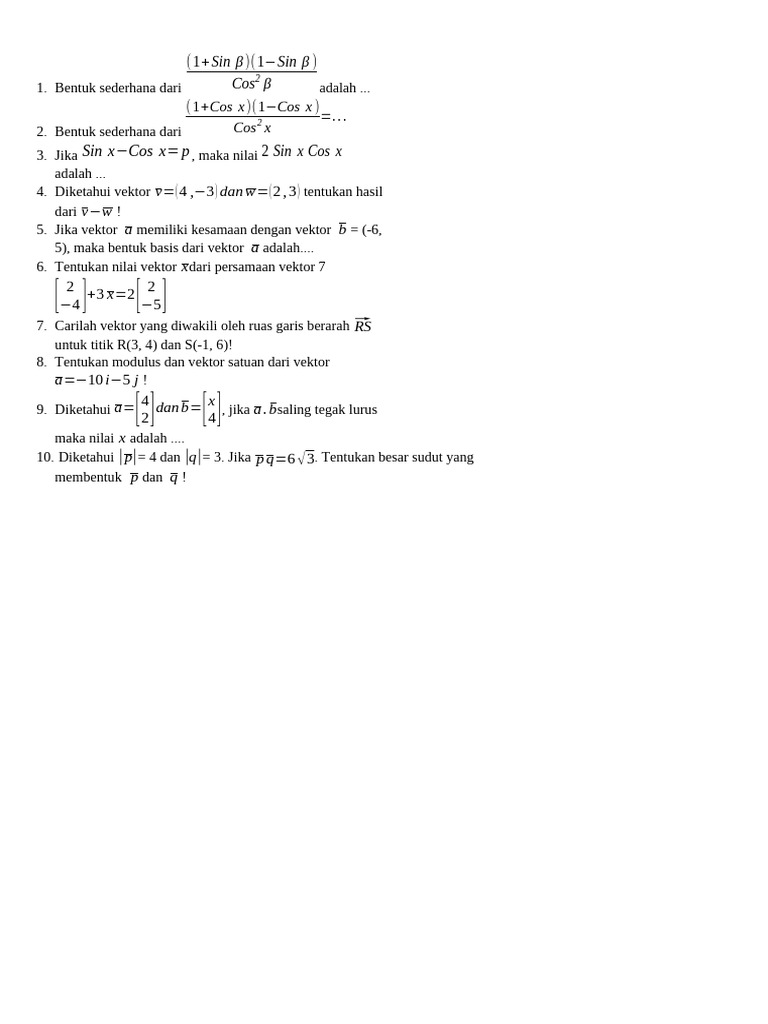 Soal Uhb Matlan 2025 | PDF