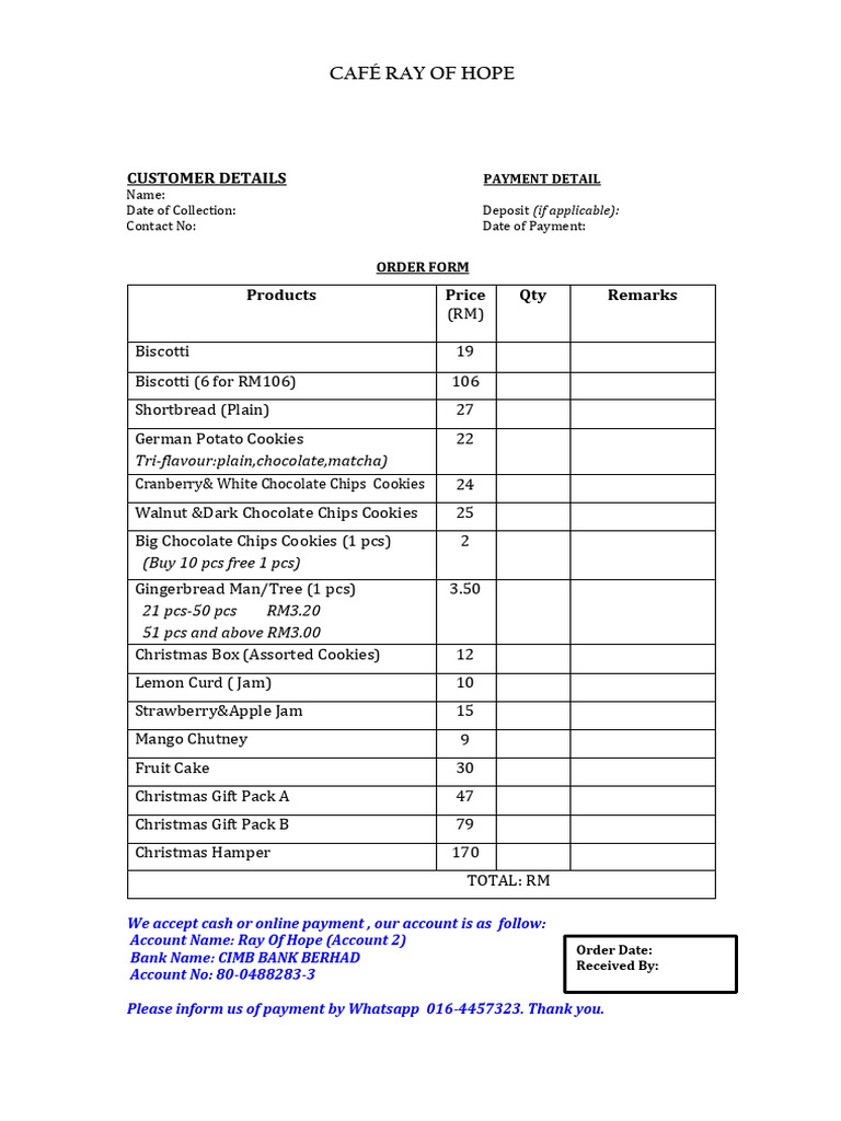 Cookies Order Form Christmas 2023 | PDF