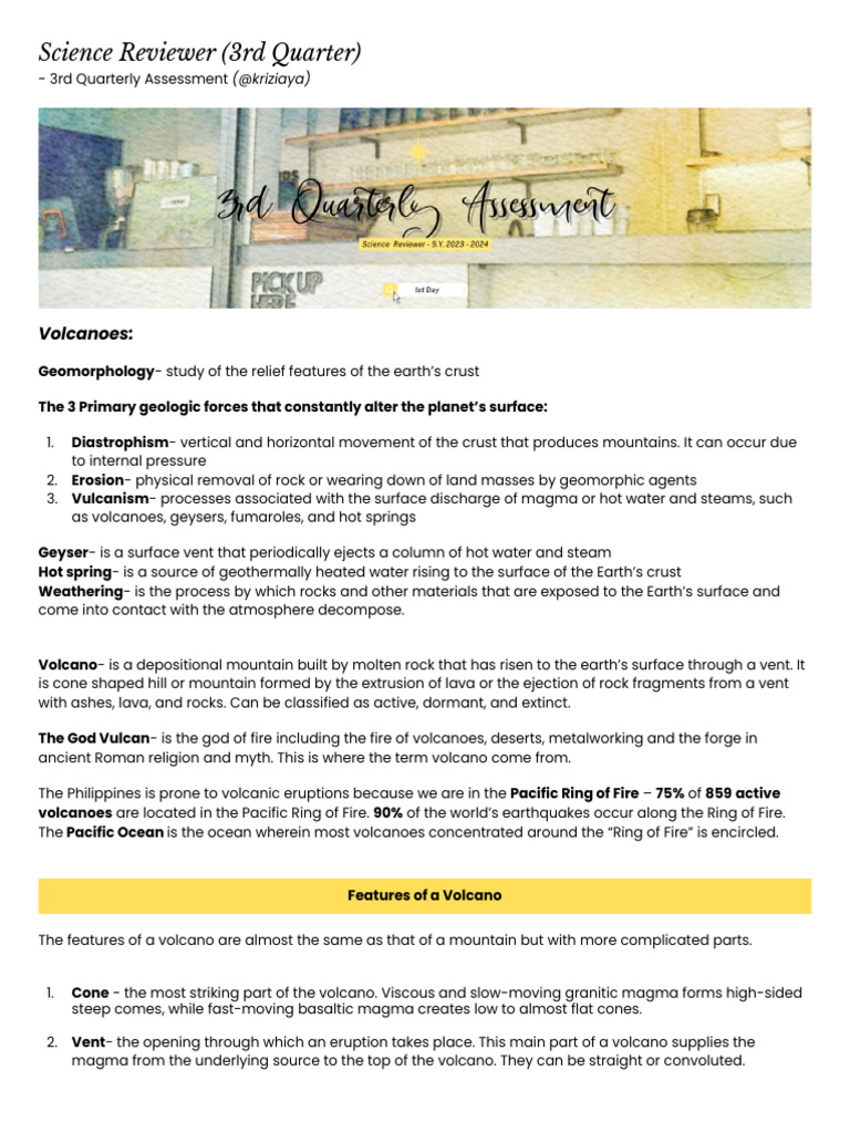Science Reviewer (3rd Quarter) | PDF | Types Of Volcanic Eruptions ...