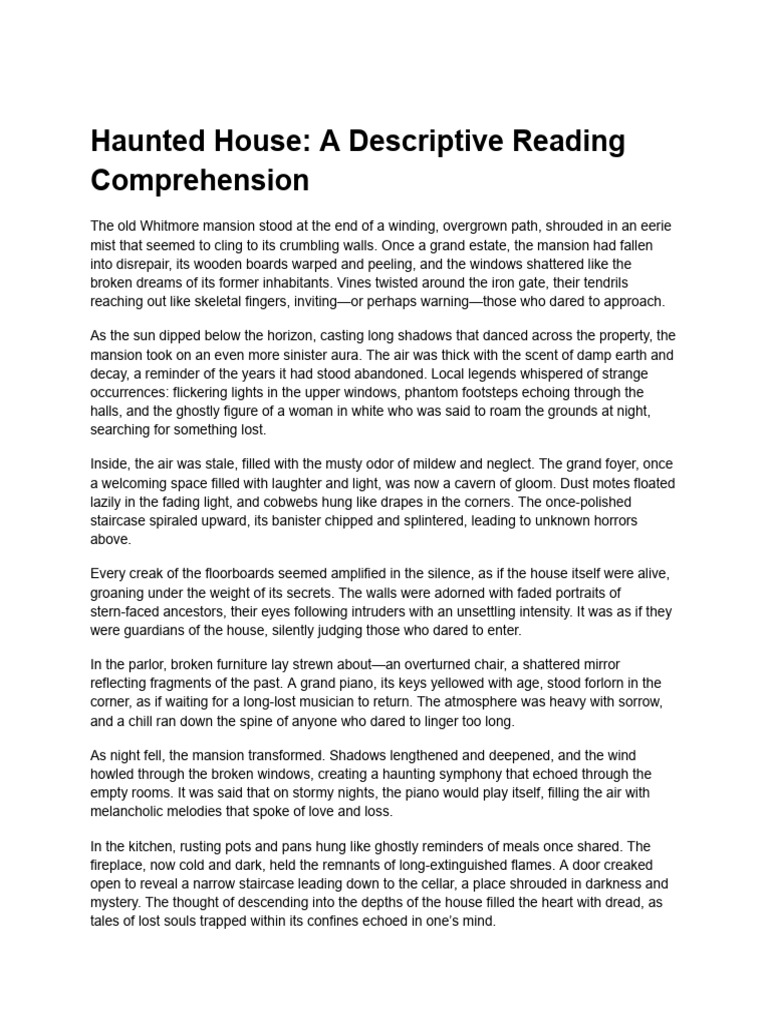 Haunted House Comprehension Ex | PDF