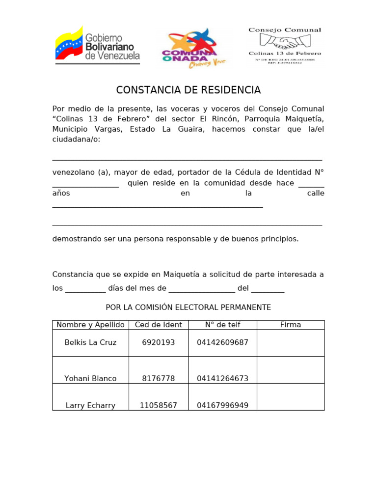 Constancia de Residencia | PDF