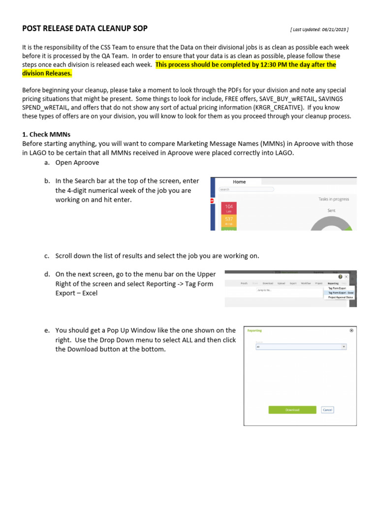 Post Release Data Cleanup SOP Guide | PDF | Page Layout | Computing