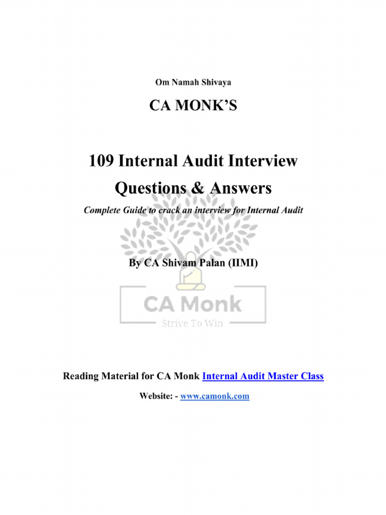 Internal Audit Masterclass - Interview Question Bank - CA Monk | PDF