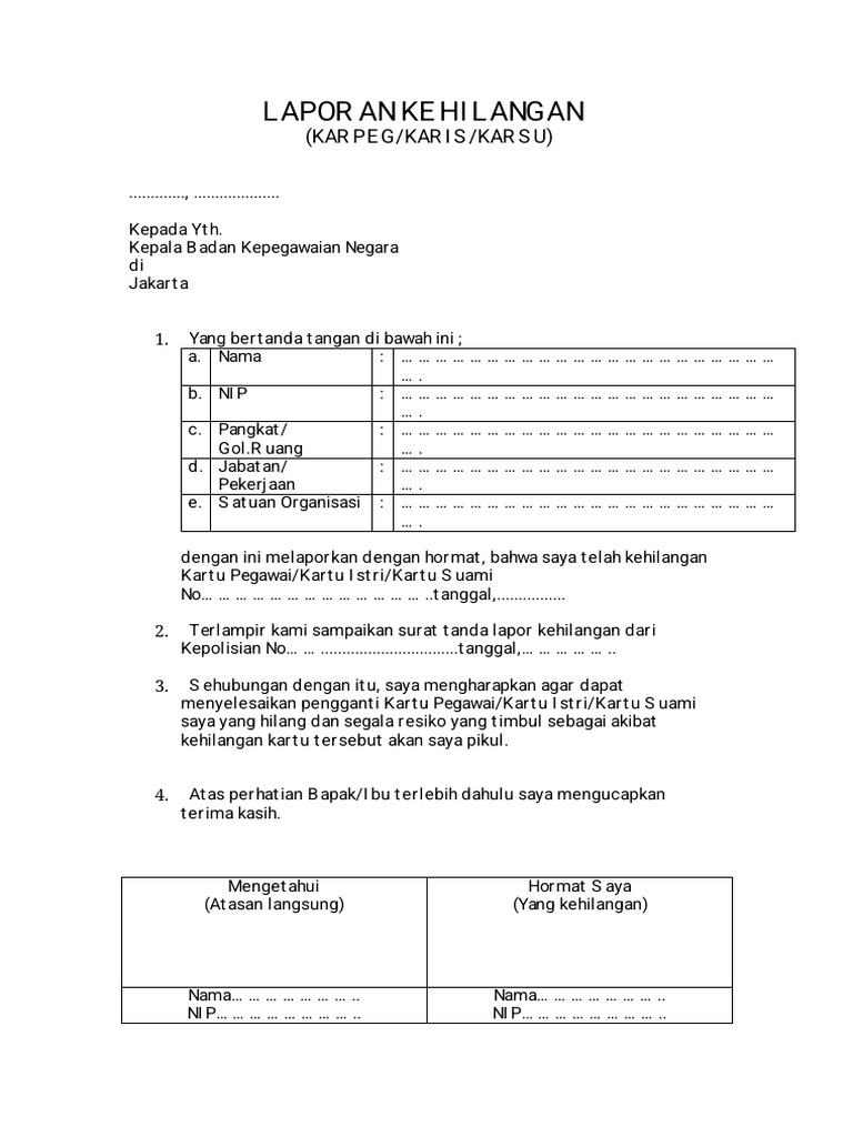Laporan Kehilangan | PDF