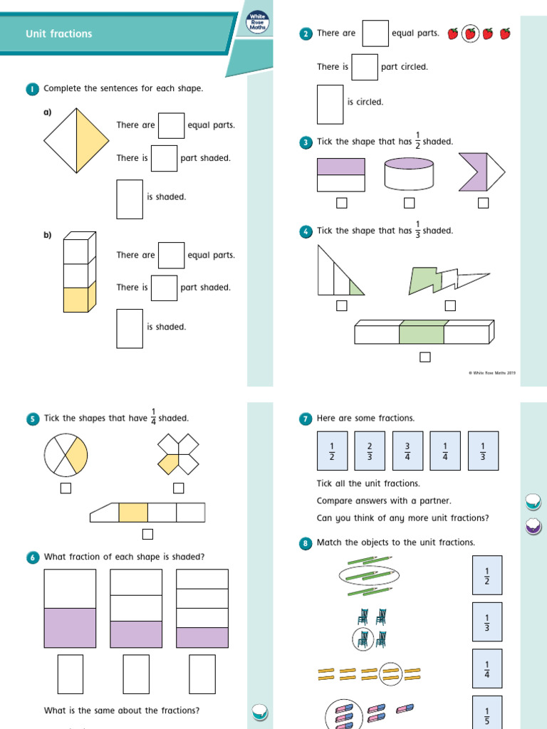 Unit Fractions Lesson Activities | PDF | Mathematics | Elementary ...