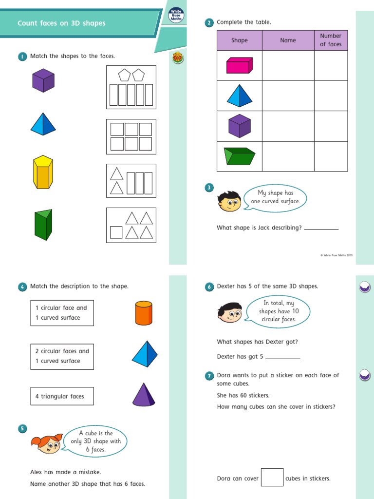 Lesson 2 Count Faces Edges and Vertices On 3d Shapes | PDF | Shape ...