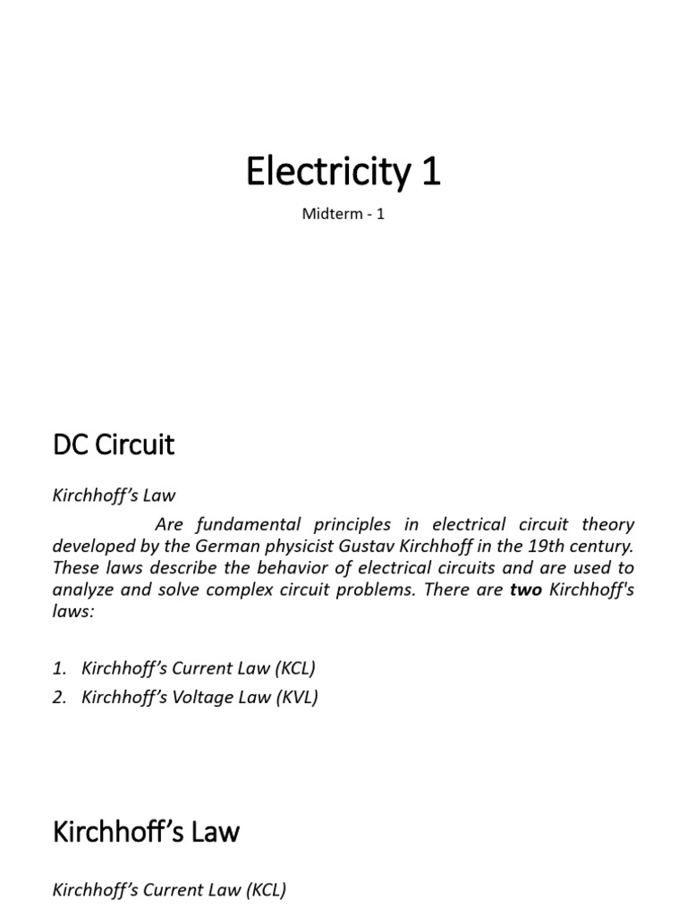 Electricity_1_DC_Midterm_1_2025 | PDF | Series And Parallel Circuits | Resistor