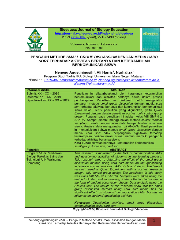 Template Bioeduca in Bahasa | PDF