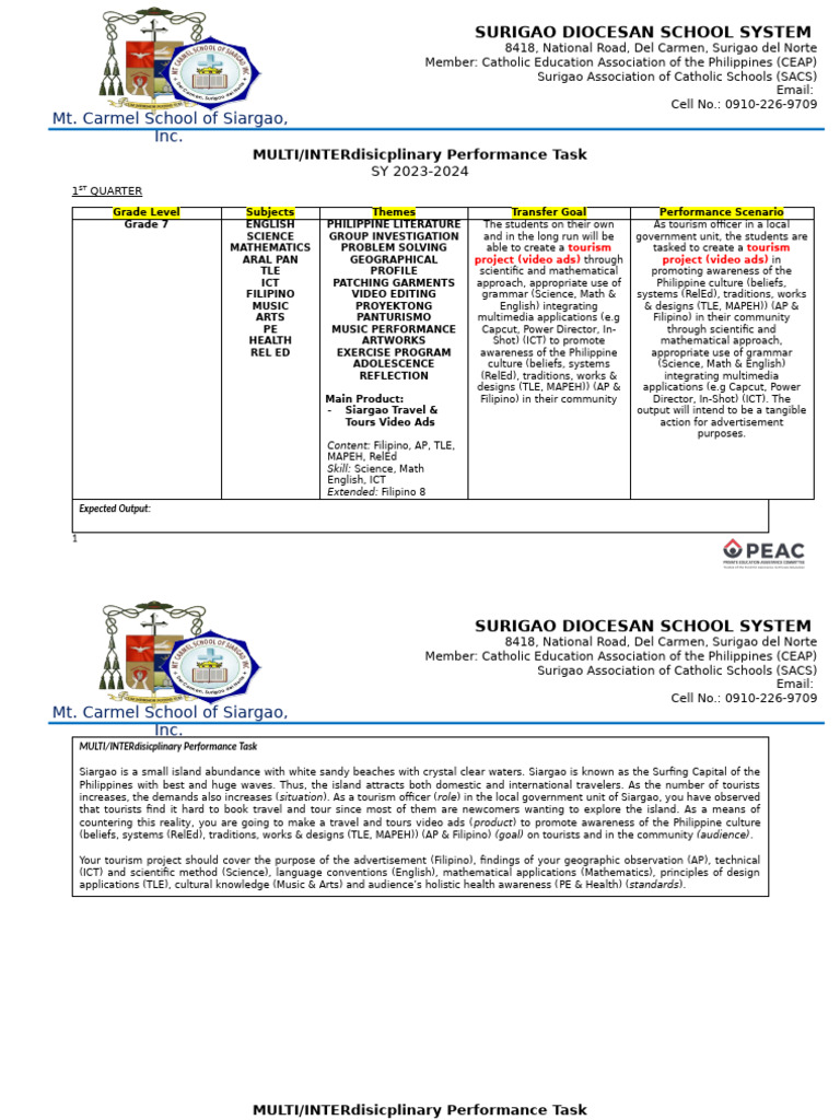 Multidisciplinary PT Jhs Grade 7 10 1q | PDF | Cognition