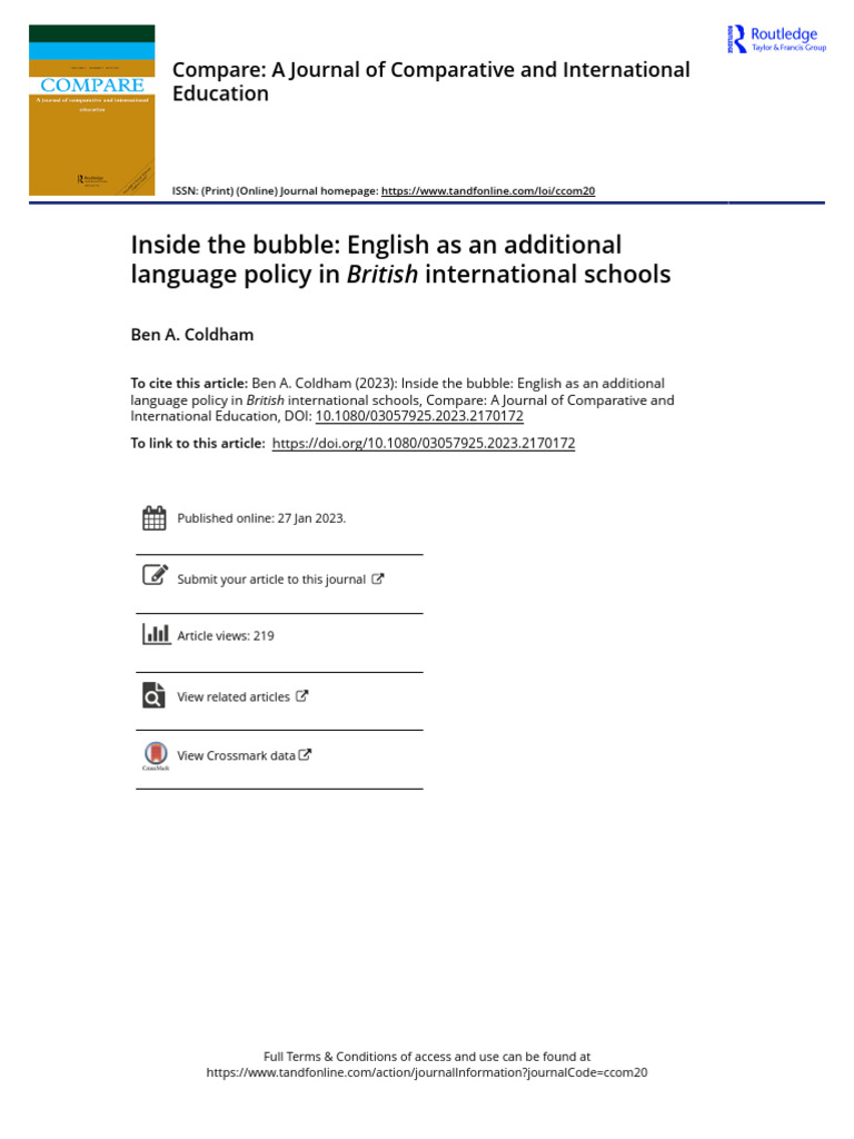 Inside The Bubble English As An Additional Language Policy in British ...