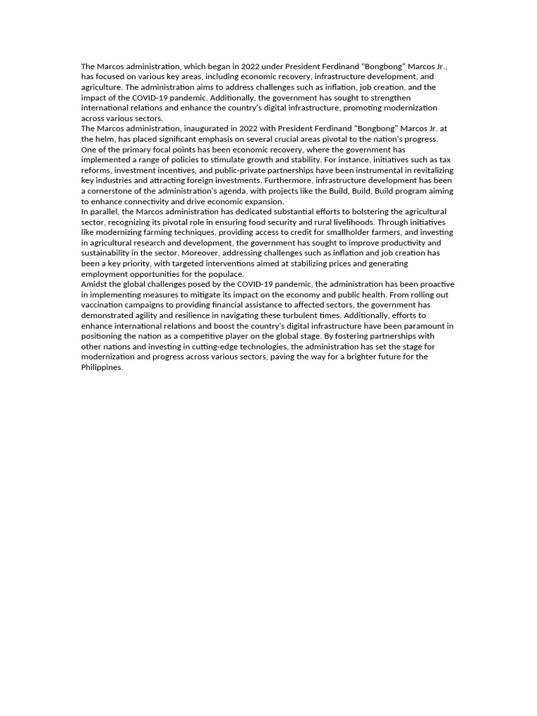 The MarcosSR Administration | PDF | Infrastructure | Food Security
