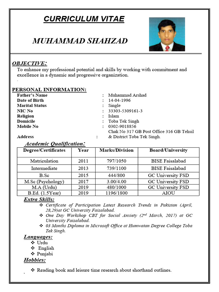 M Shehzad CV | PDF