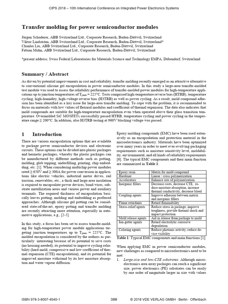 Transfer Molding For Power Semiconductor Modules | PDF | Mosfet | Epoxy
