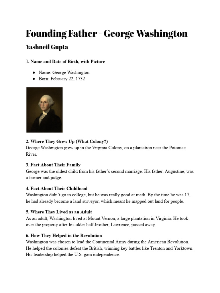 Founding Father - George Washington | PDF