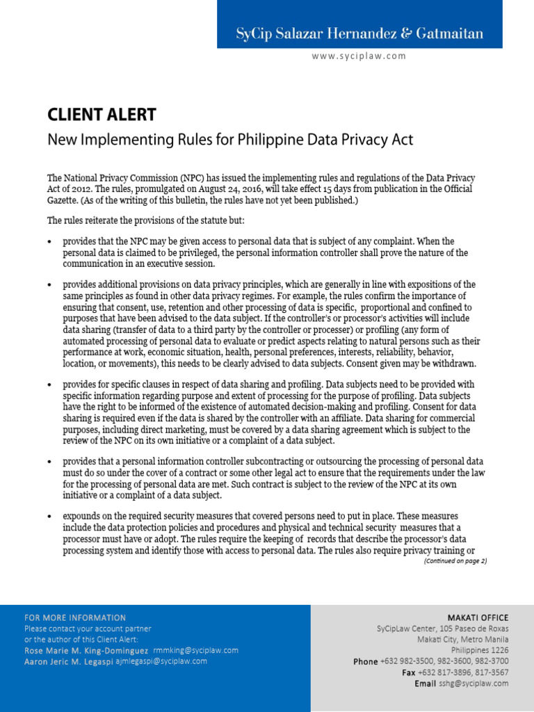 NPC Data Privacy Act Rules Overview | PDF | Privacy | Information Privacy