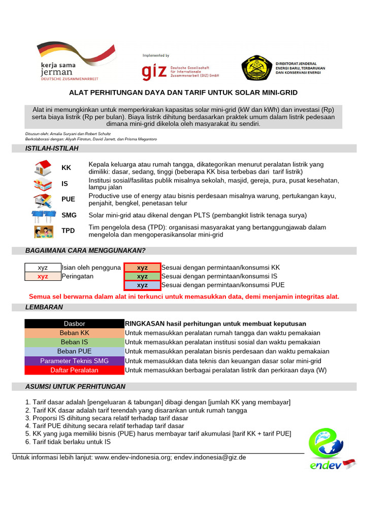 Solar Power and Tariff Tool EnDev Calculation Spreadsheet | PDF