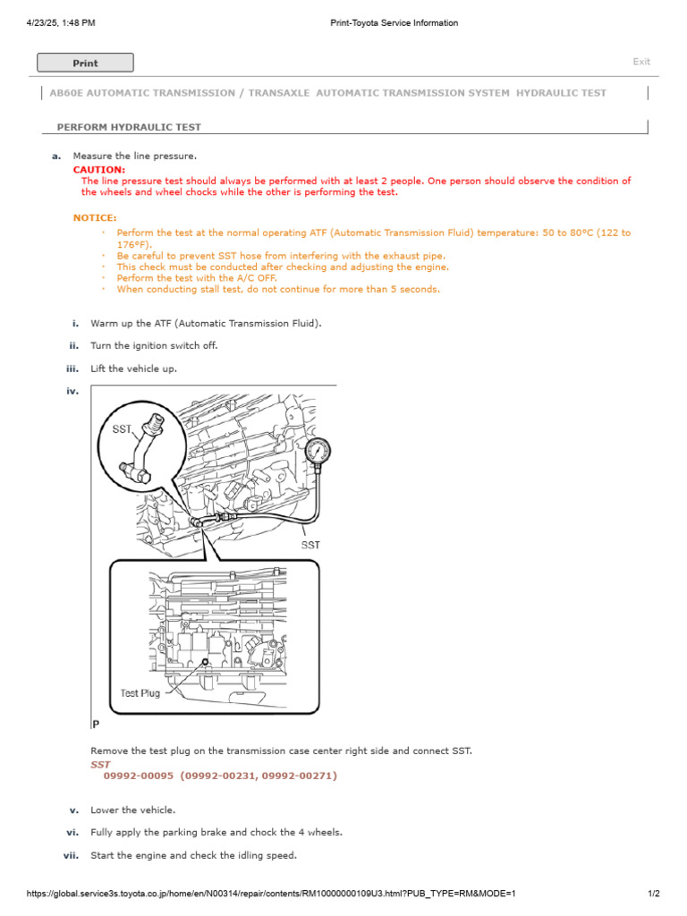 AB60E Transmission Hydraulic Test Guide | PDF | Automatic Transmission ...