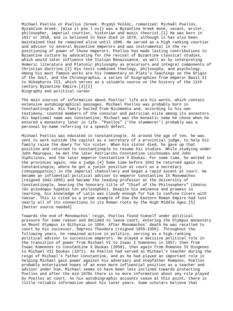 Michael Psellos or Psellus (Greek Μ | PDF | Byzantine Empire