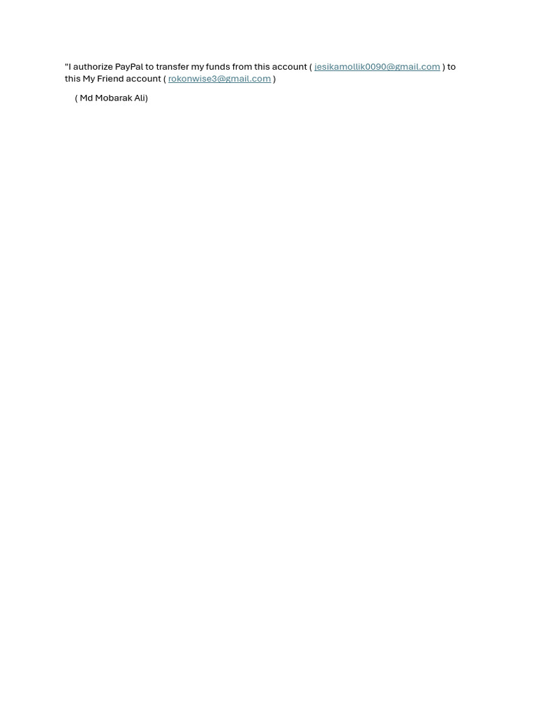 PayPal Fund Transfer Authorization | PDF