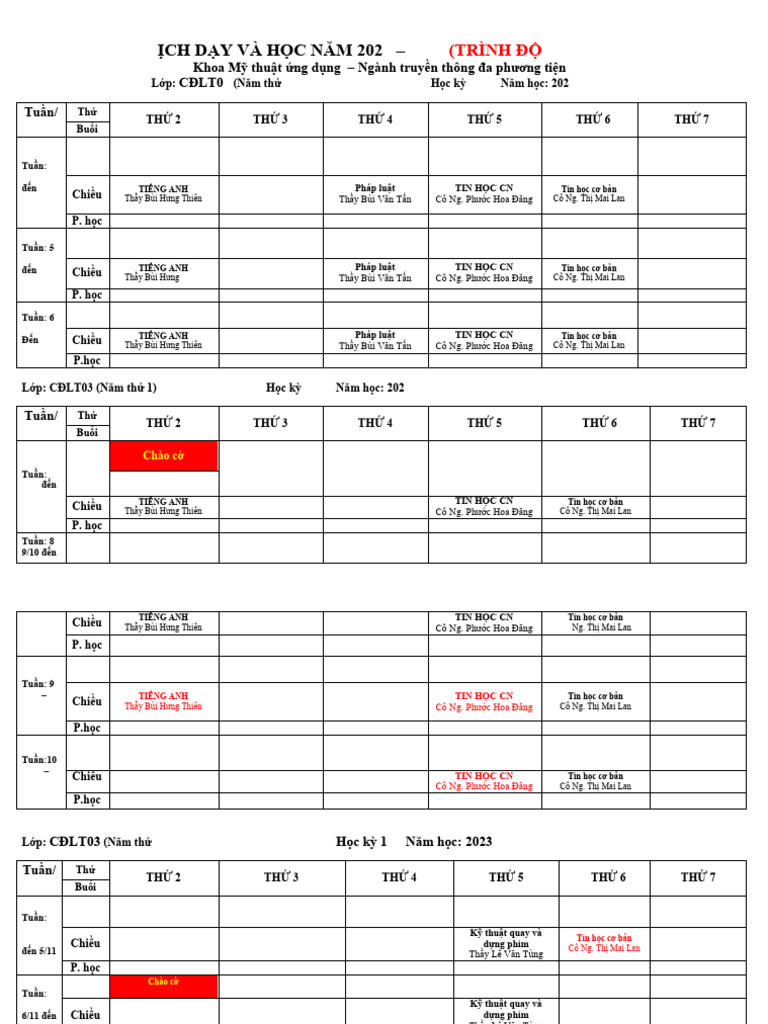 LỊCH HỌC CĐLT03 ĐTT.T. 9101112.docx 11.9 | PDF