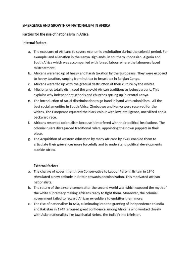 EMERGENCE AND GROWTH OF NATIONALISM IN AFRIC.dox2 | PDF | Nelson ...