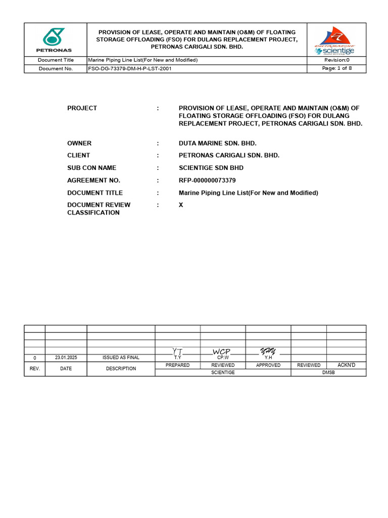 FSO-DG-73379-DM-H-P-LST-2001 - 0 - Marine Piping Line List (For New and ...