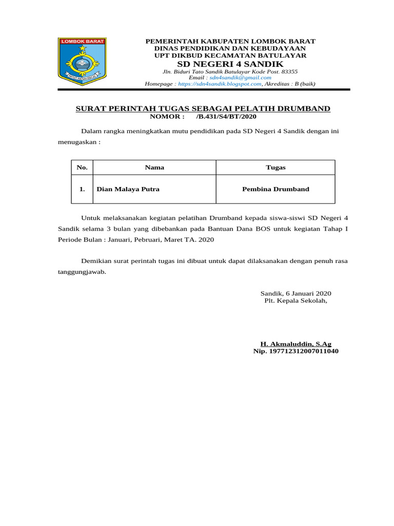 Surat Perintah Tugas Drumband | PDF