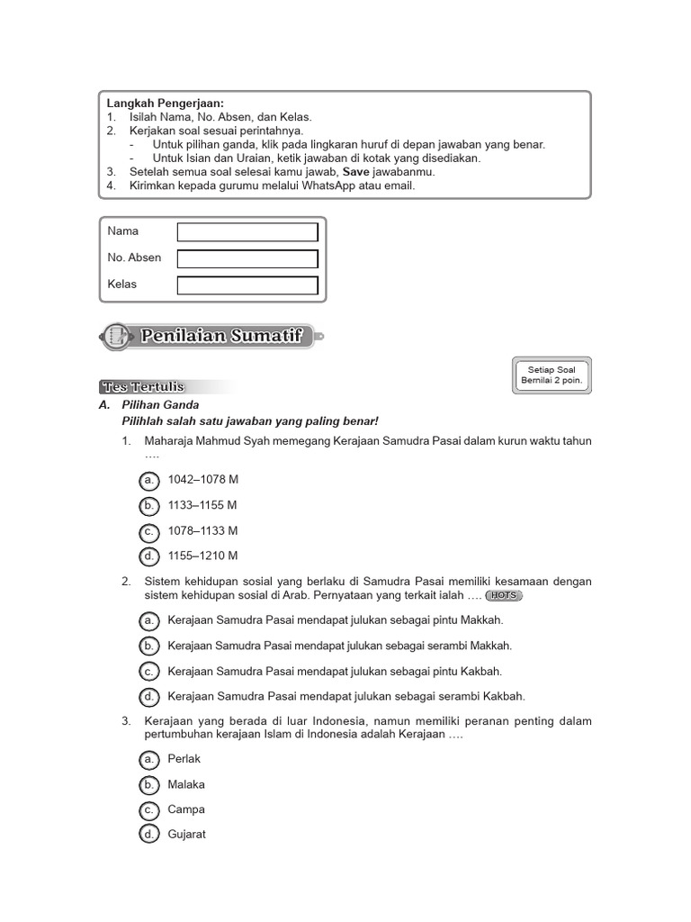 MTS SKI 9 Penilaian Sumatif 2 | PDF