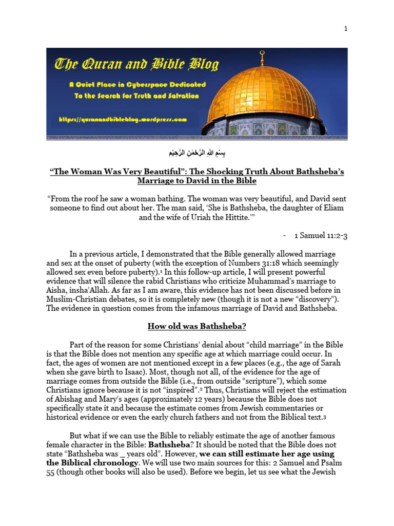 The Woman Was Very Beautiful - The Shocking Truth About Bathsheba's ...