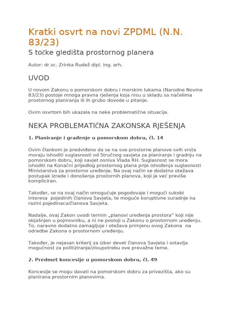 Kratki Osvrt Na Novi ZPDML | PDF