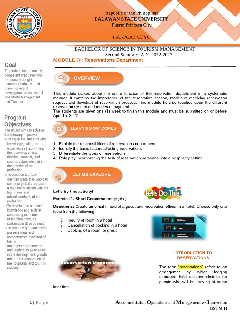 Module 4-Accommodation Operations Management (W Immersion) | PDF | Tourism | Knowledge