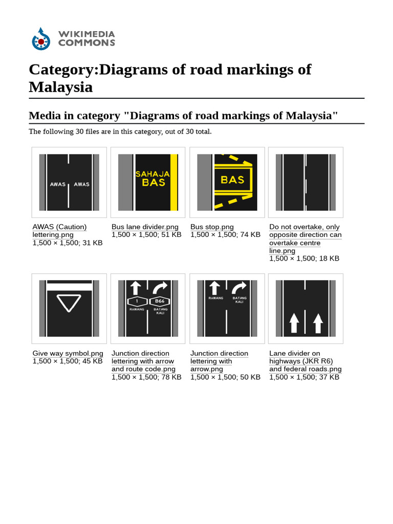 Category Diagrams of Road Markings of Malaysia | PDF | Road | Transport ...