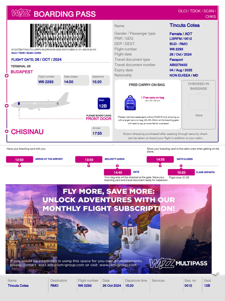 BoardingCard 379221234 BUD RMO | PDF | Aviation | Transport