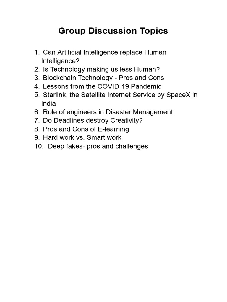 GD Topics | PDF
