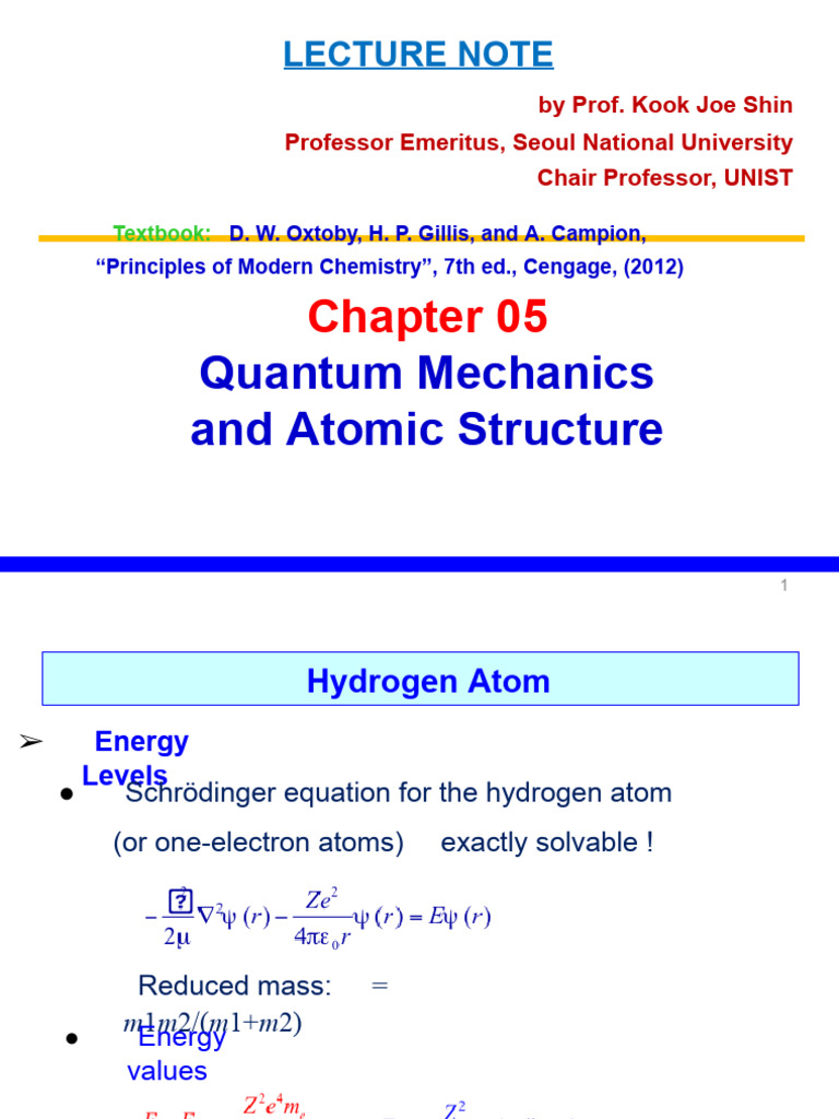 Quantum Mechanics of Atomic Structure | PDF | Atomic Orbital | Electron ...