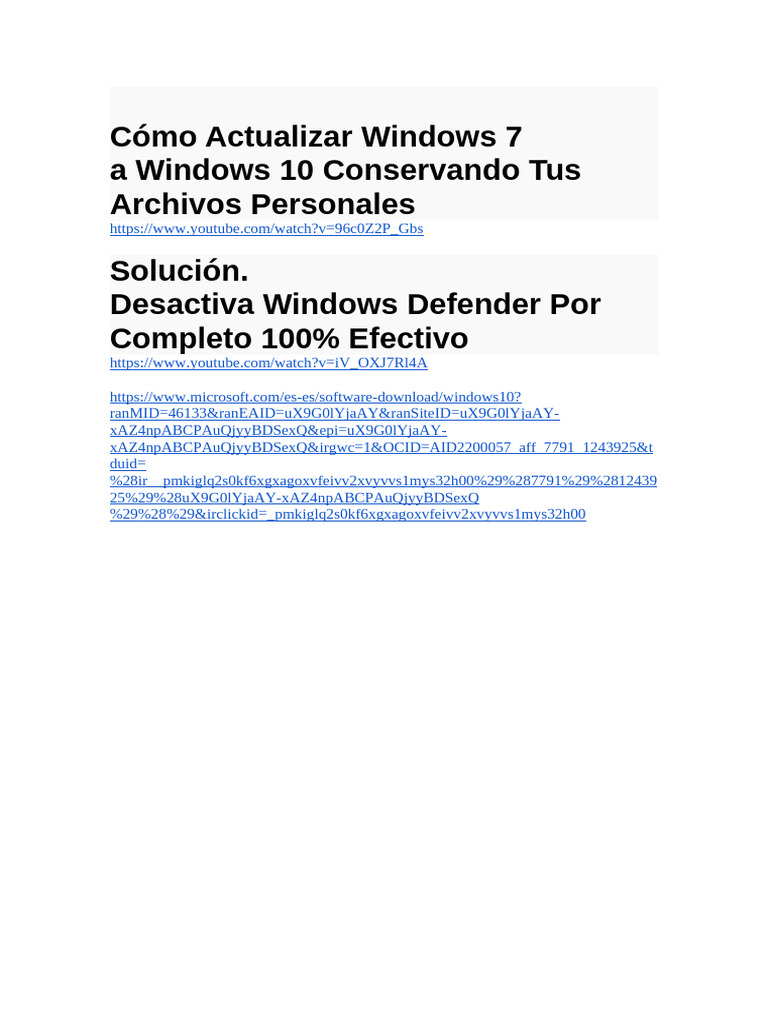 Cómo Actualizar Windows 7 A Windows 10 Conservando Tus Archivos Personales Solución. Desactiva ...