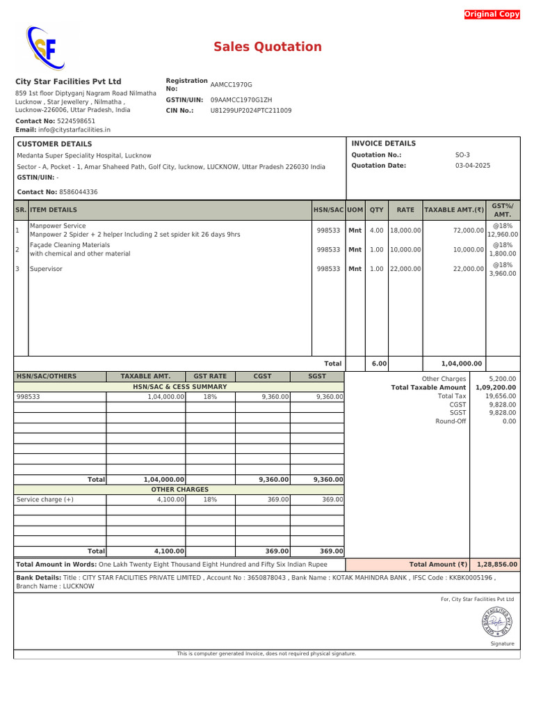 Sales Quotation for Medanta Hospital | PDF | Government Finances | Payments