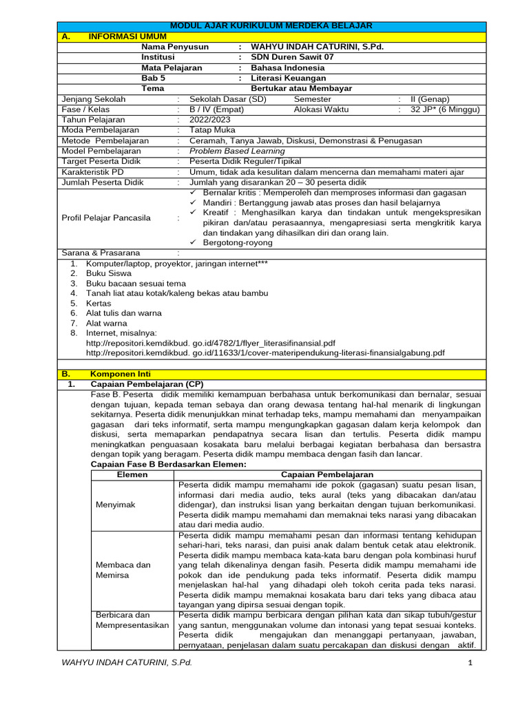 RPP Bindo KLS Iv SMS 2 | PDF