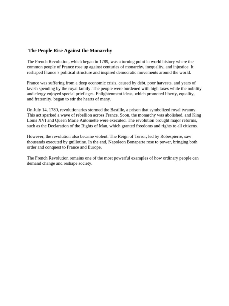 The People Rise Against The Monarchy | PDF