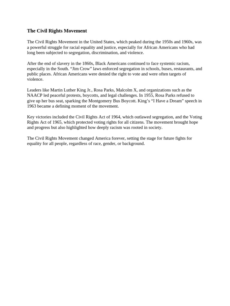 The Civil Rights Movement | PDF