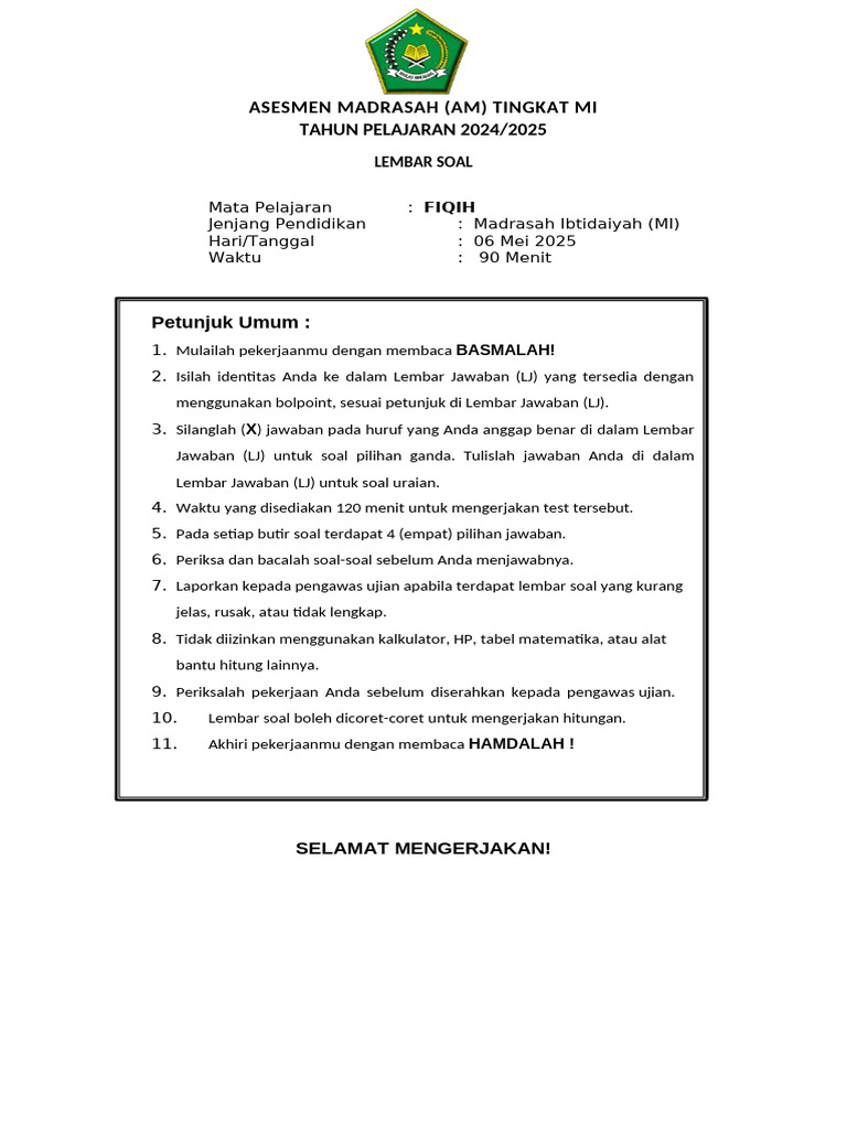 Soal Fiqih CRD Am | PDF