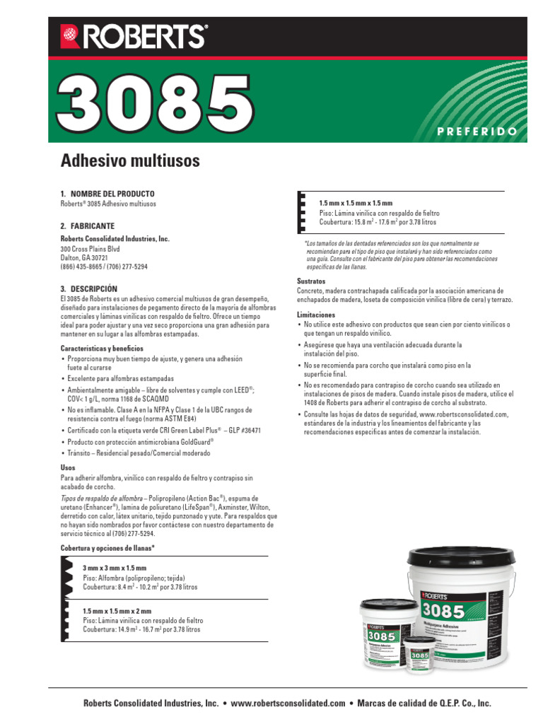 3085 - Ficha Técnica | PDF | Adhesivo | Materiales