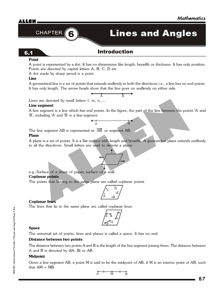 Lines and Angles: Class 9 Overview | PDF | Angle | Line (Geometry)