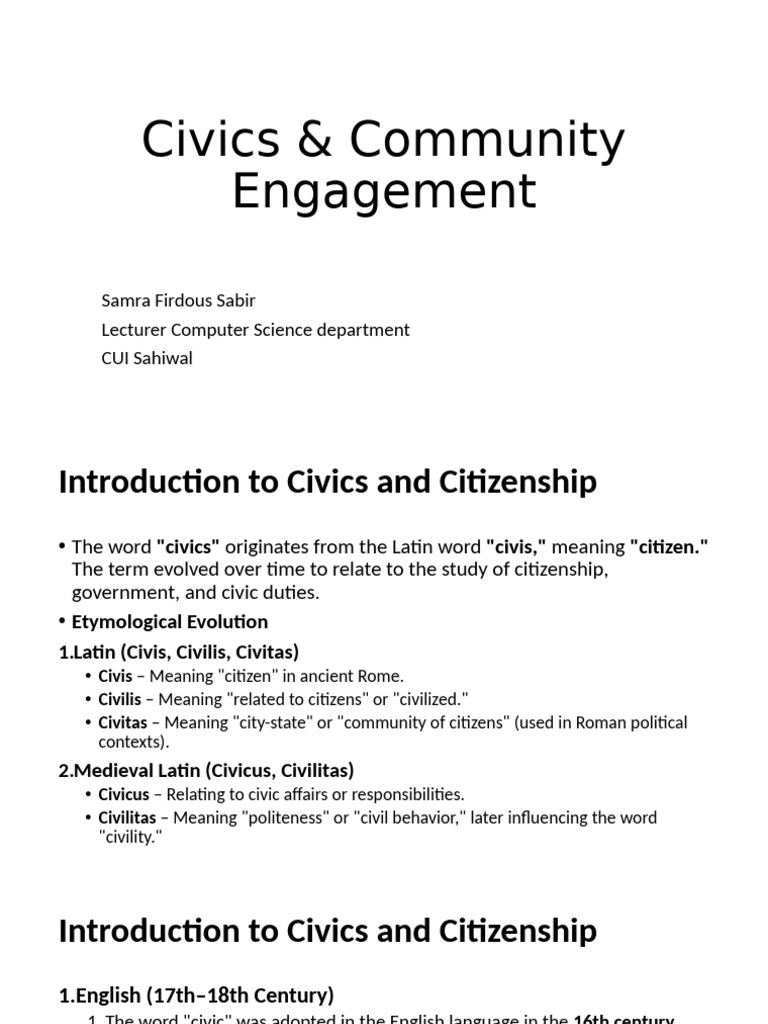 Lecture1 Introduction To Civics & Community Engagement | PDF ...