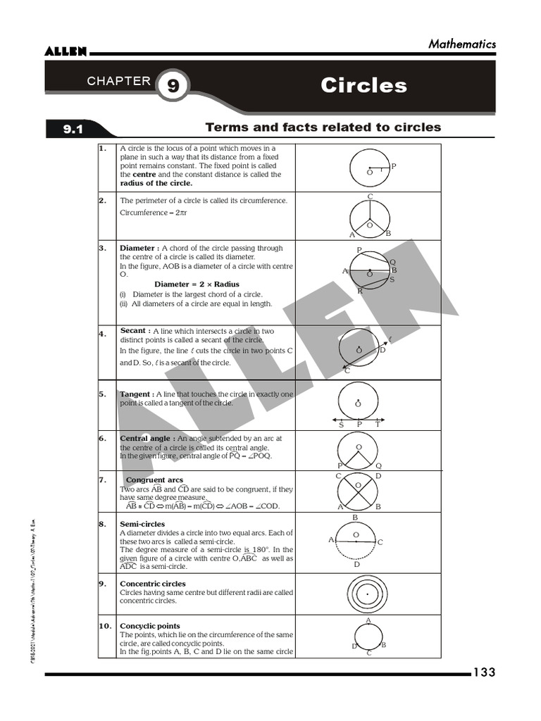 9th Advance Maths 09 Circles | PDF | Circle | Elementary Geometry
