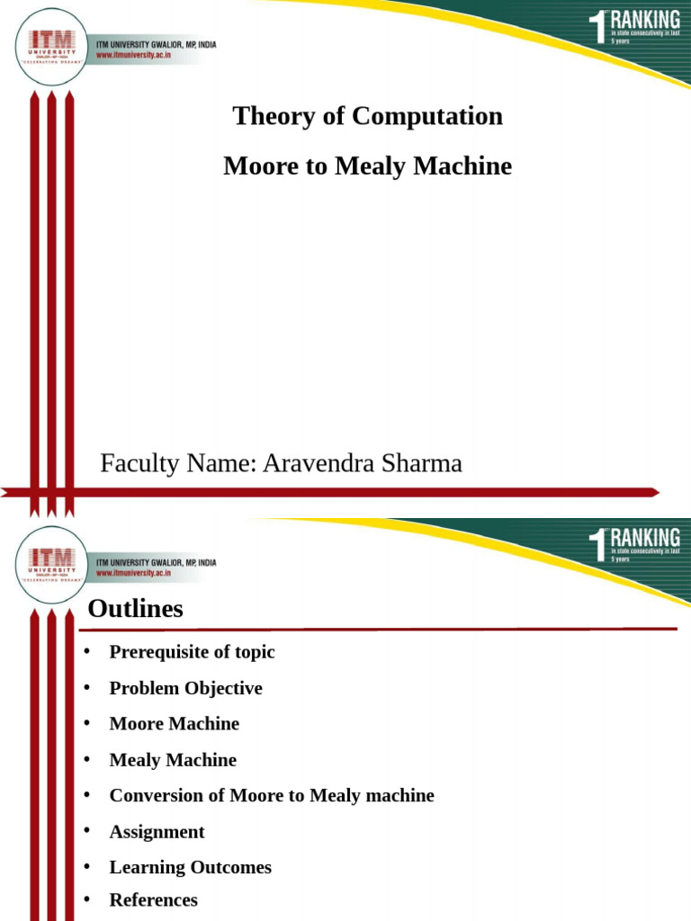 Moore to Mealy Machine Conversion Guide | PDF | Theory Of Computation ...